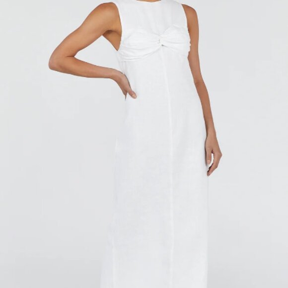 DISSH | Dresses | Nwt Diish Bertie White Linen Midi Dress | Poshmark
